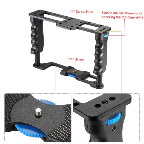 Aluminum Alloy DSLR Camera Video Cage Stabilizer with Two Side Handle ...