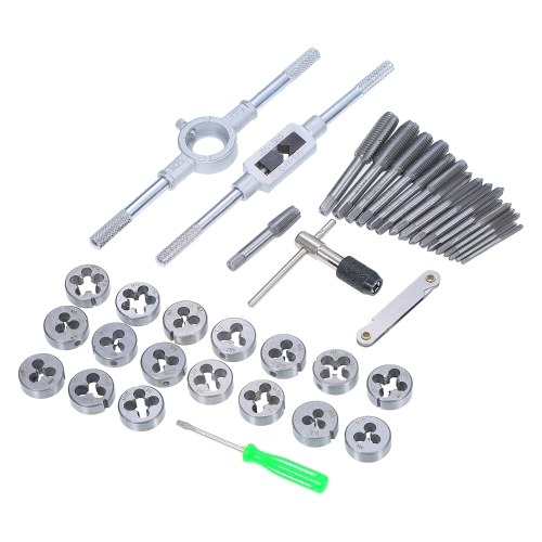 40pcs Tap Die Set M3-M12 Screw Thread Metric Taps Wrench Dies DIY Kit Wrench Screw Threading ...