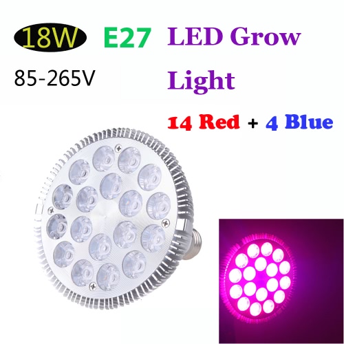 E27 18W LED Plant Grow Light Hydroponic Lamp Bulb 14 Red 4 Blue Energy ...
