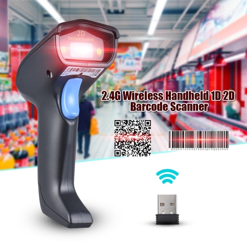 2.4G Wireless Cordless Handheld 1D 2D QR Barcode Bar Code Scanner ...