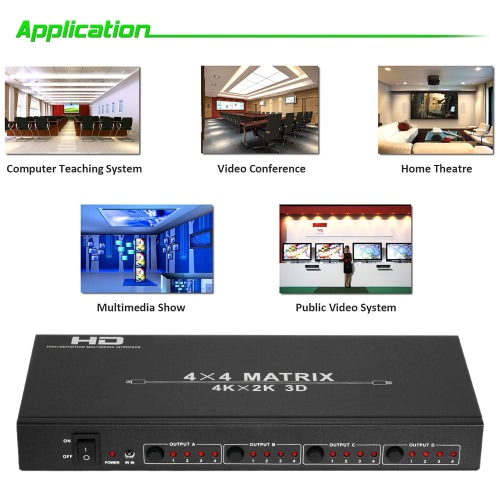HDM-944 HDMI Matrix 4 * 4 Switch Adapter 4 Inputs 4 Outputs Support UHD ...